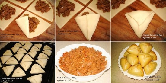 Triangle Oven Buns – Step by Step – Fauzia's Kitchen Fun